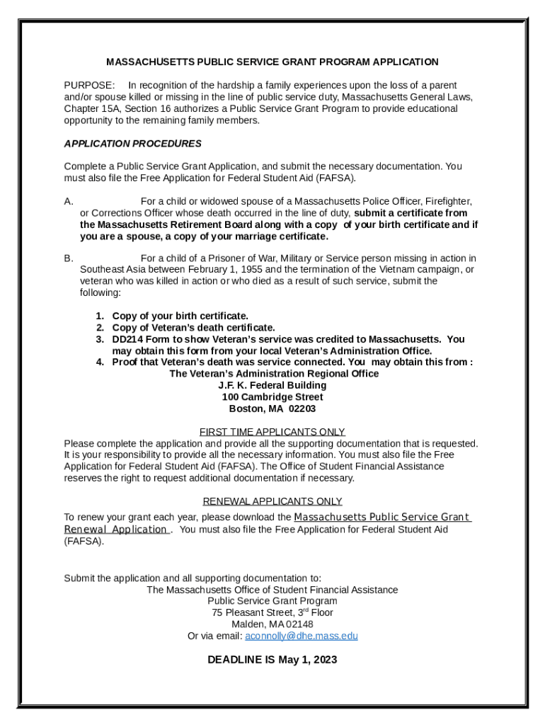 MASSACHUSETTS PUBLIC SERVICE GRANT RENEWAL APPLICATION Doc Template ...