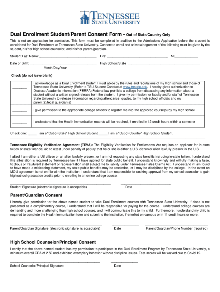 Fillable Online stlcc.edudocsadmissionsDual Enrollment and Early College Authorization Form Fax ...