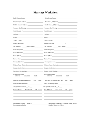Marriage Worksheet Doc Template | pdfFiller
