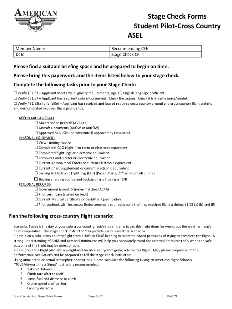 Fillable Online americanflightschools.comwp-contentuploadsStage Check ...