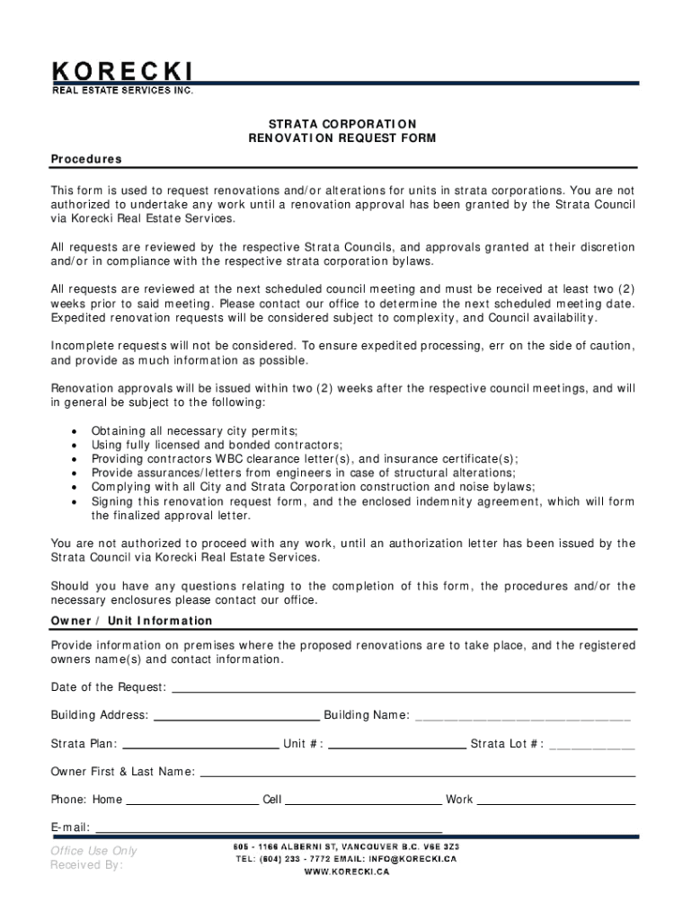 Fillable Online Renovation Request Form.docx Fax Email Print - pdfFiller