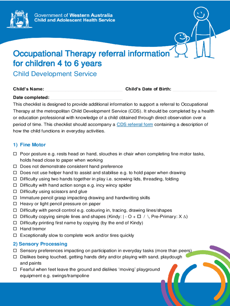 Fillable Online Occupational Therapy Referralchildren 46. CAH-1494 ...