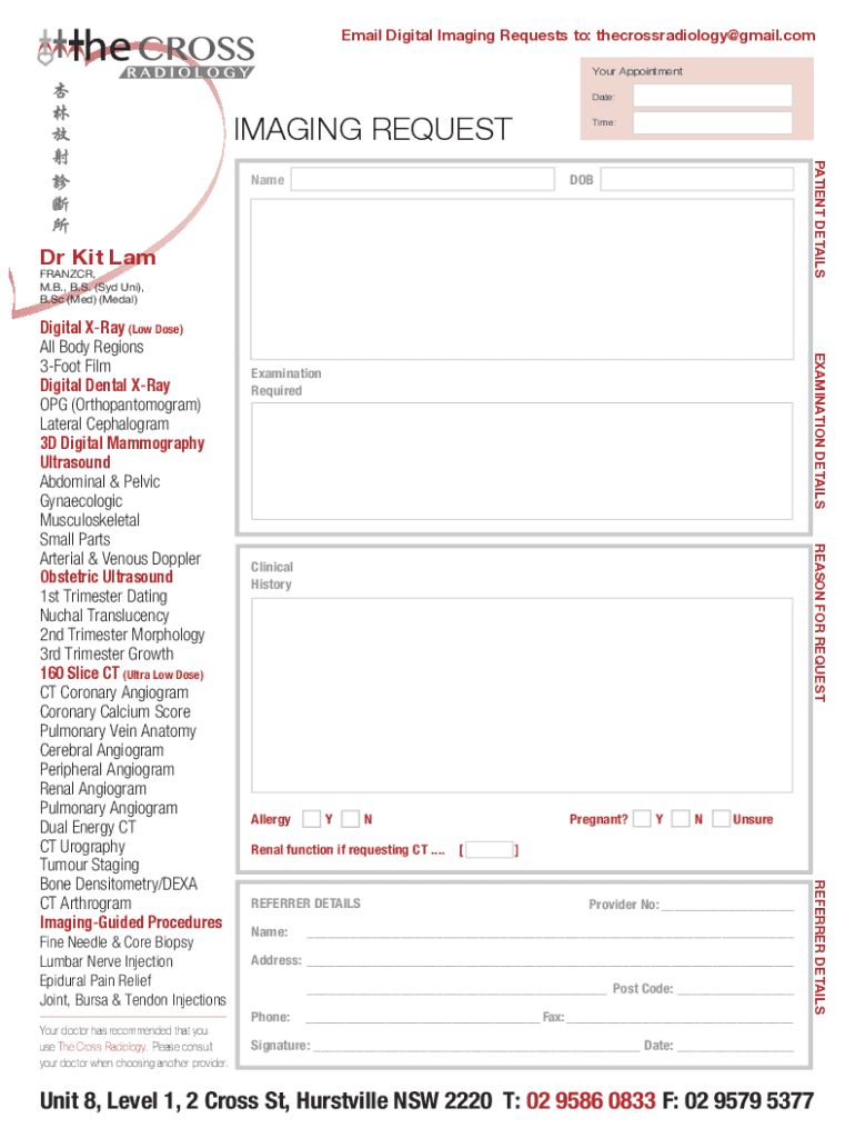 Fillable Online The Cross Radiology A4 General Referral Digital Version Fax Email Print - pdfFiller