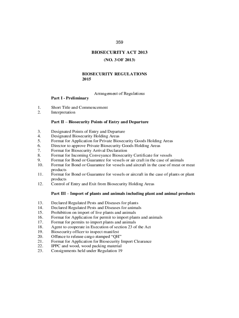 Fillable Online The Biosecurity Act 2015 - DAFF - AWEThe Biosecurity ...