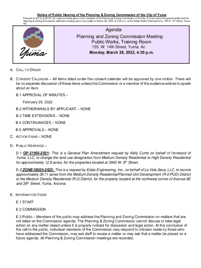 Fillable Online City Of Yuma Planning And Zoning - Fill Online ...