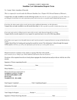 Fillable Online warrencountymoclerk.com03SUNSHINE-REQUESTWARREN COUNTY ...