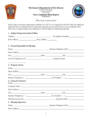 Fillable Online Merrimack Department of Fire Rescue Non-Compliant Blast ...