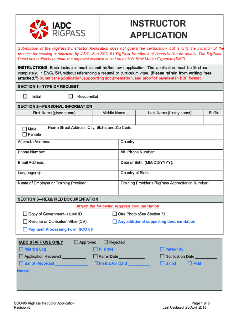 Fillable Online IADC RigPass - International Association of Drilling ...