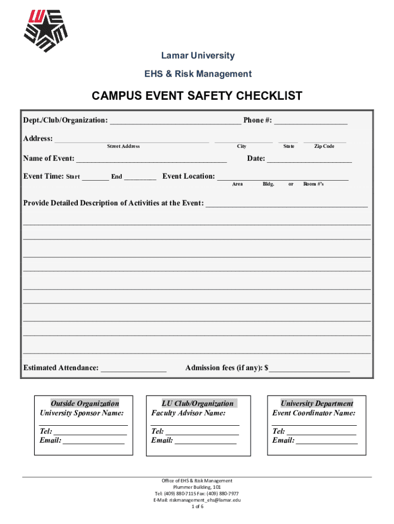 Fillable Online documents.pubdocumentcampus-event-safetyCAMPUS EVENT ...
