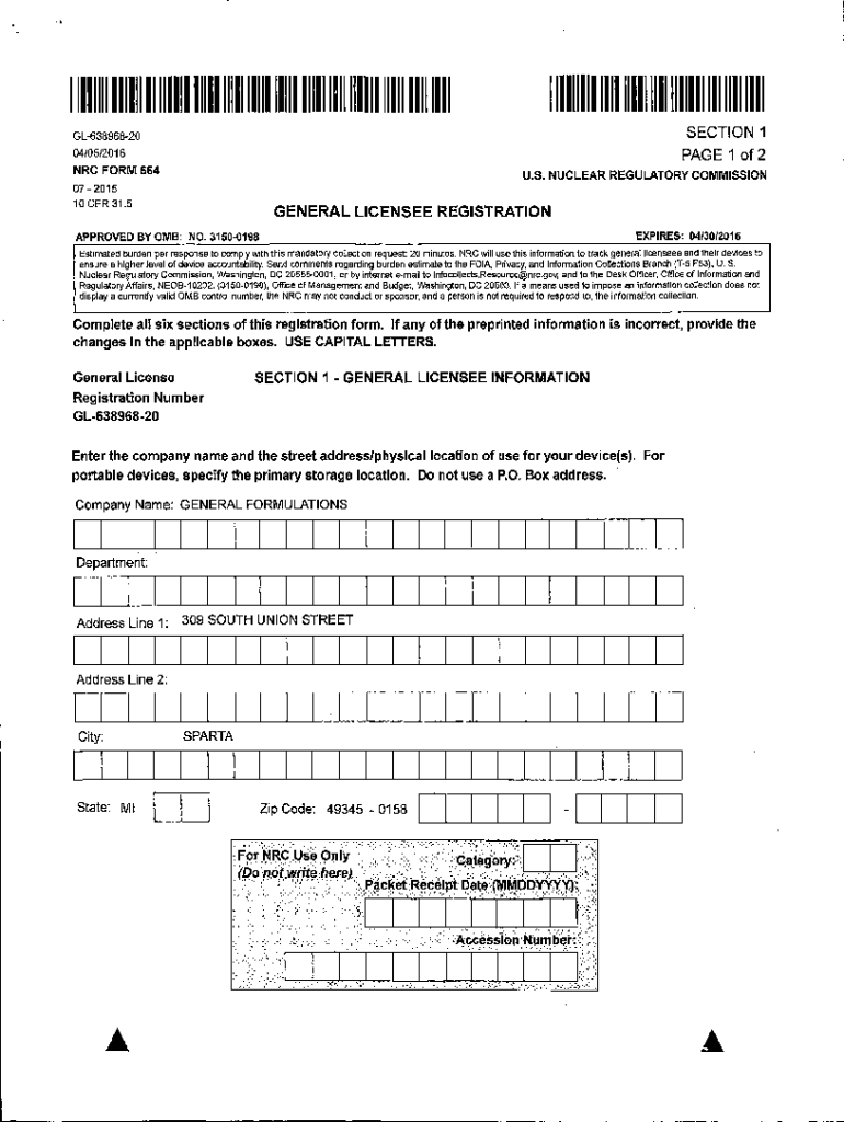 Fillable Online GL Registration from General Formulations. Fax Email ...