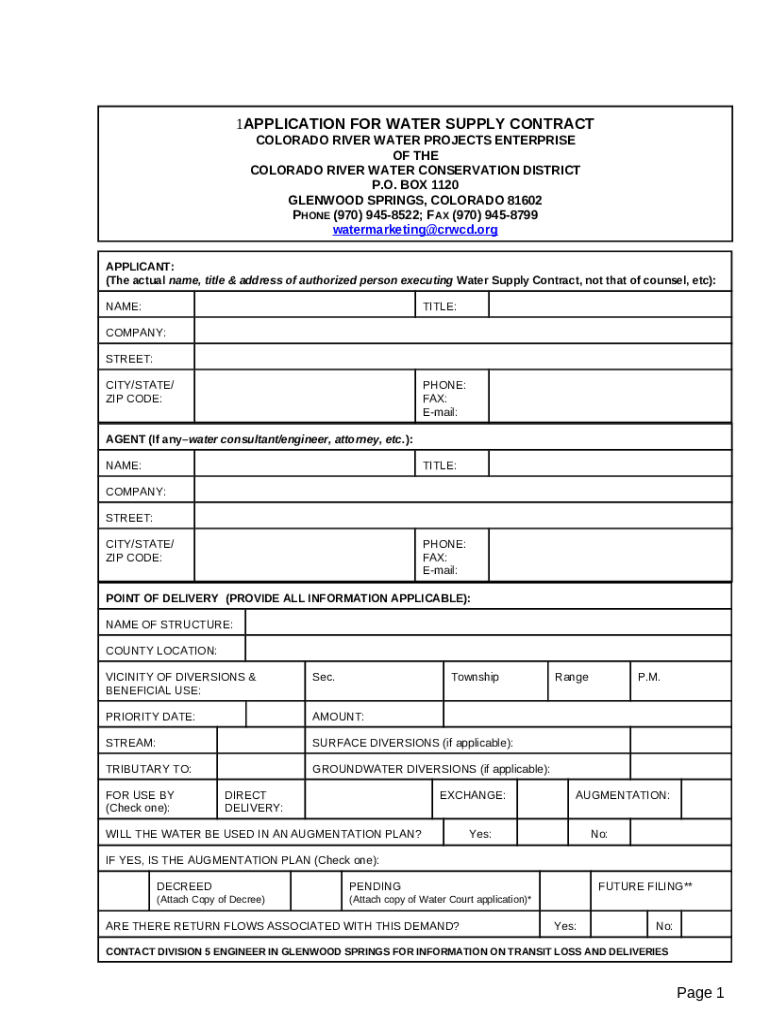 Colorado Water Conservation Board Water Plan Grant Application ...