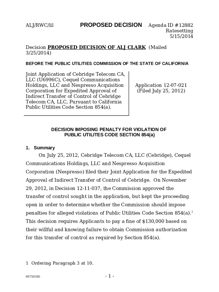 FILED Governor PUBLIC UTILITIES COMMISSION Agenda ID ... - California ...