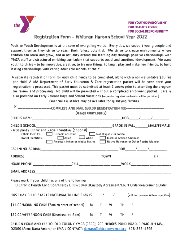 Fillable Online www.whrsd.orgpreschoolacademyatwhitmanPreschool ...