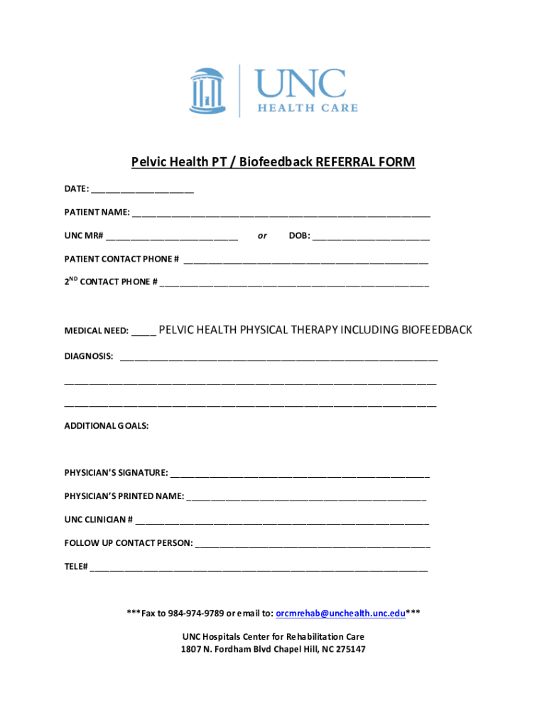 Fillable Online PELVIC HEALTH PT BIOFEEDBACK REFERRAL.docx Fax Email ...