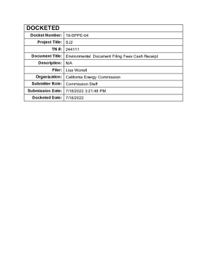 Fillable Online Environmental Document Filing Fees Cash Receipt Fax ...