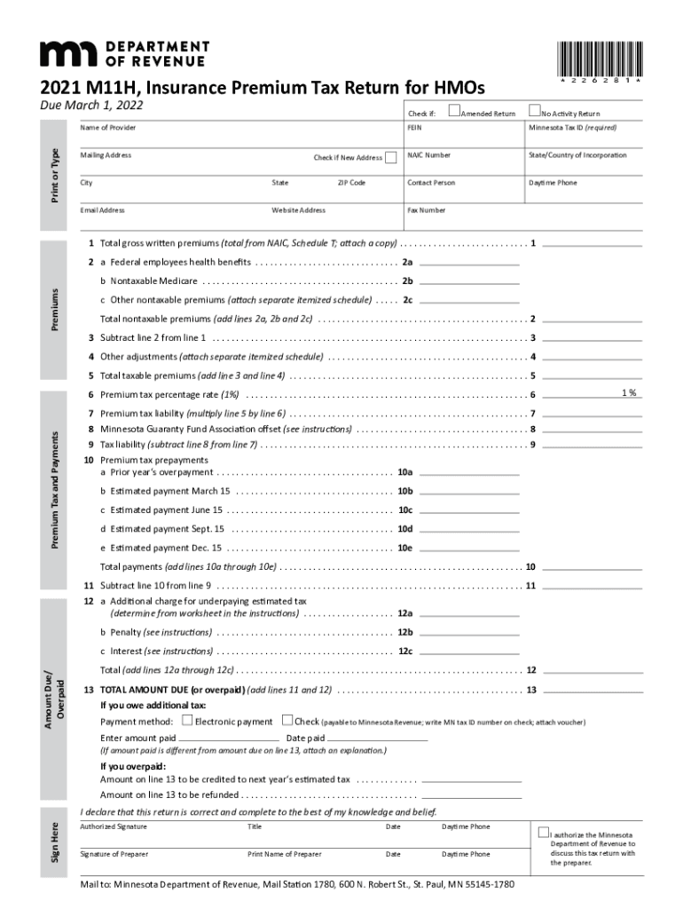 Fillable Online www.revenue.state.mn.ussitesdefault2021 M11, Insurance ...