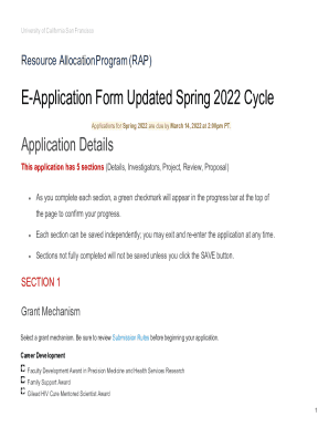 Fillable Online rap ucsf RAP E-Application Form Spring 2022TEMPLATE Fax ...