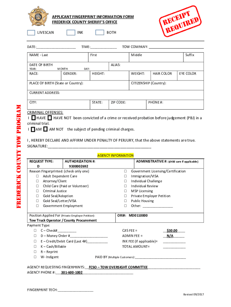 Fillable Online FINGERPRINT FORM Fax Email Print - pdfFiller