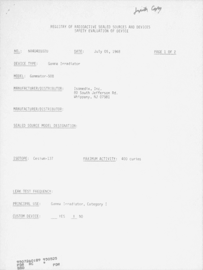 Fillable Online www.nrc.govdocsML2010t vg) ****+ REGISTRY OF RADI0 ...