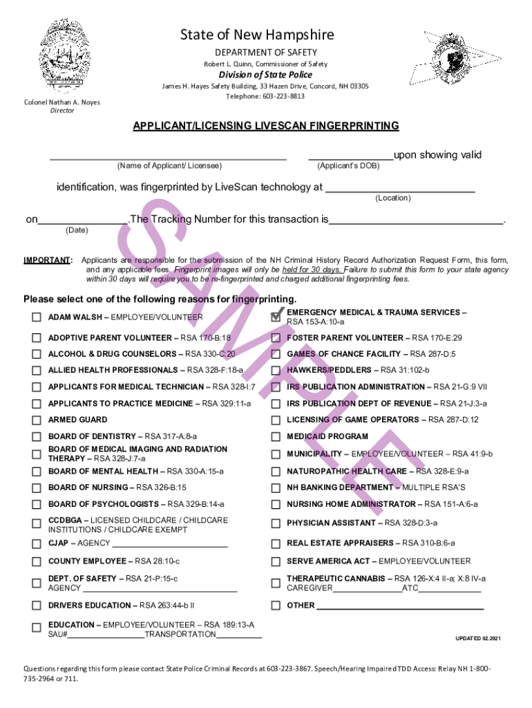 Fillable Online Sample LiveScan tracking form receipt Fax Email Print ...