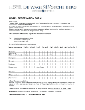Fillable Online Hotel Reservation Form TemplateFormsiteHotel ...