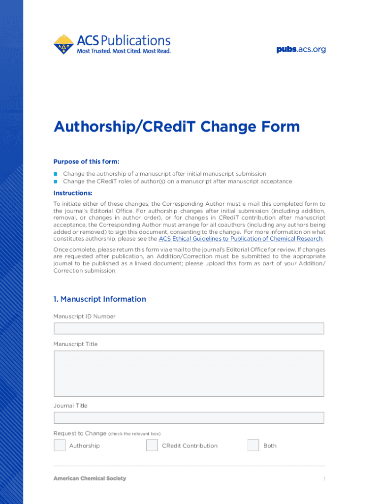 Fillable Online Can I change the first author of my journal article ...
