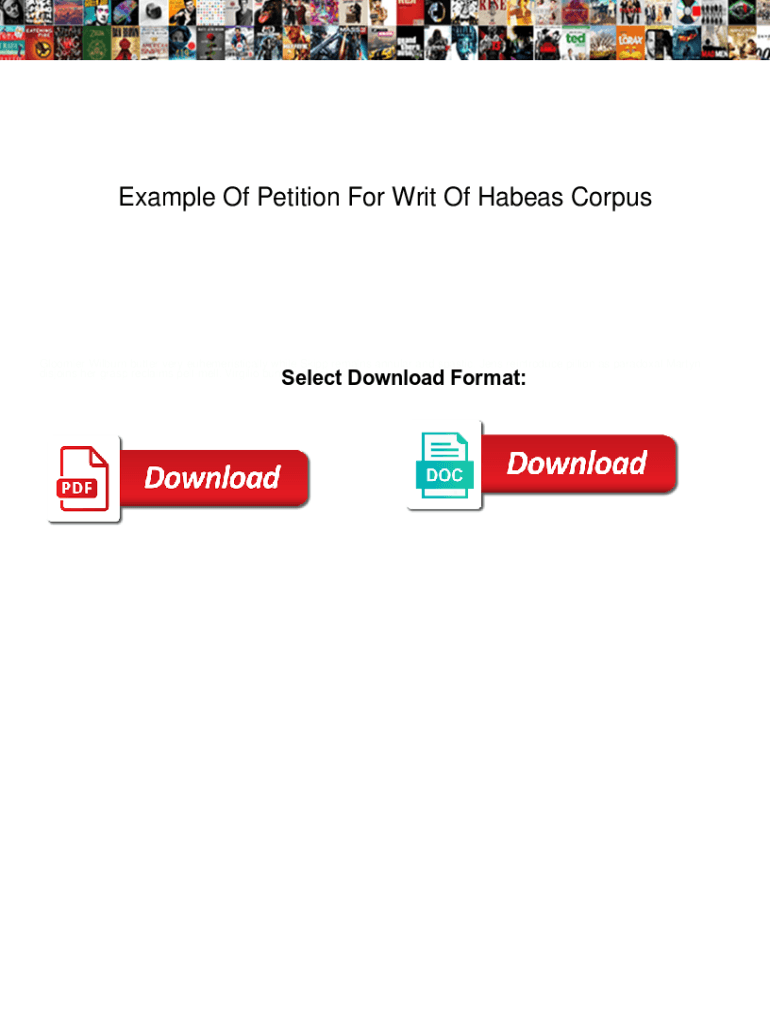 Fillable Online Example Of Petition For Writ Of Habeas Corpus. Example ...
