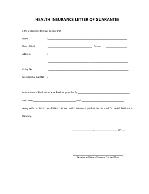 Fillable Online Health Insurance Guarantee Letter.doc Fax Email Print ...