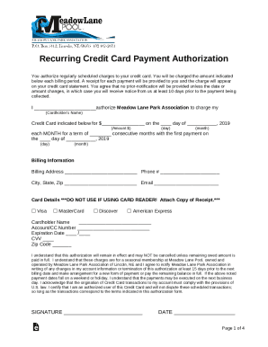 Free Recurring Credit Card Authorization - WordPDFCredit Card ...