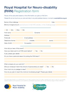 Fillable Online Get the free Royal Hospital for Neuro-disability (RHN ...