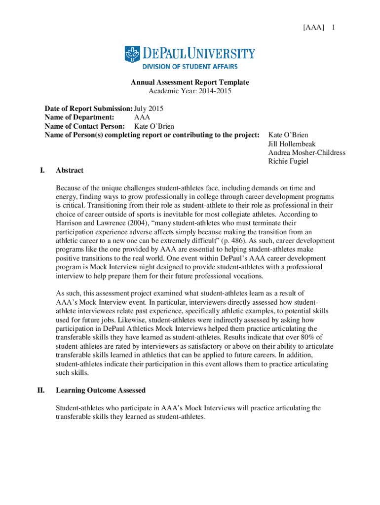 Fillable Online offices depaul Template on Year End Accomplishment ...