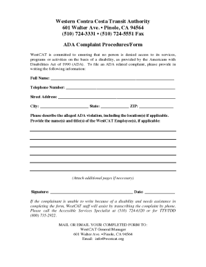 Fillable Online ADA Complaint form.docx Fax Email Print - pdfFiller