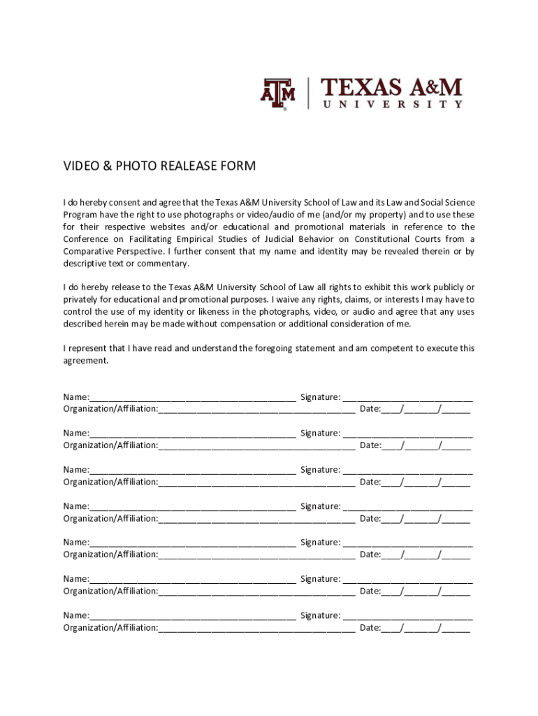 Fillable Online Free Video Release Form - PDFWordeForms Fax Email Print ...