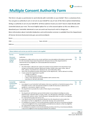 Fillable Online Multiple Consent Authority Form. Housing & Homelessness Fax Email Print - pdfFiller