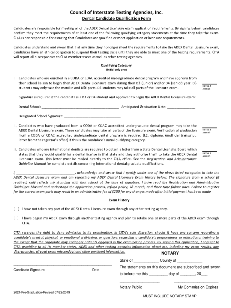 Fillable Online www.uslegalforms.comform-library486702-dentalDental Candidate Qualification Form ...