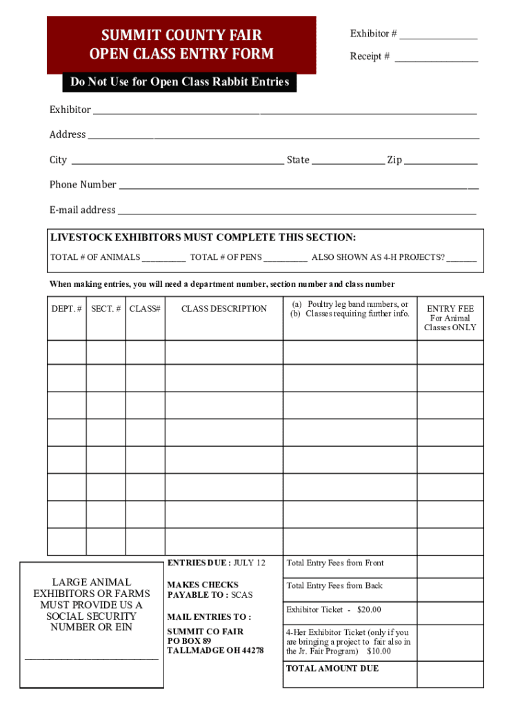 Fillable Online www.summitfair.comuploadsocform22SUMMIT COUNTY FAIR ...