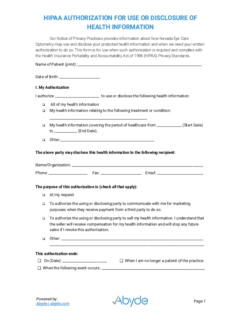 Fillable Online HIPAA Authorization Form (WordPDF) - Do Your Own Will ...