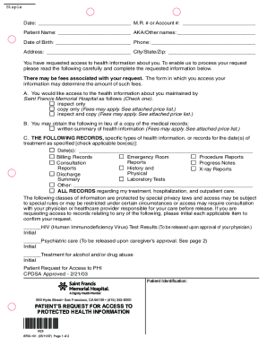 Fillable Online AUTHORIZATION FOR PATIENT ACCESS OR DISCLOSURE OF PROTECTED HEALTH ... Fax Email ...