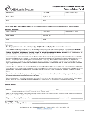 Fillable Online patient-faq.compatient-portal-authorization-formPatient ...