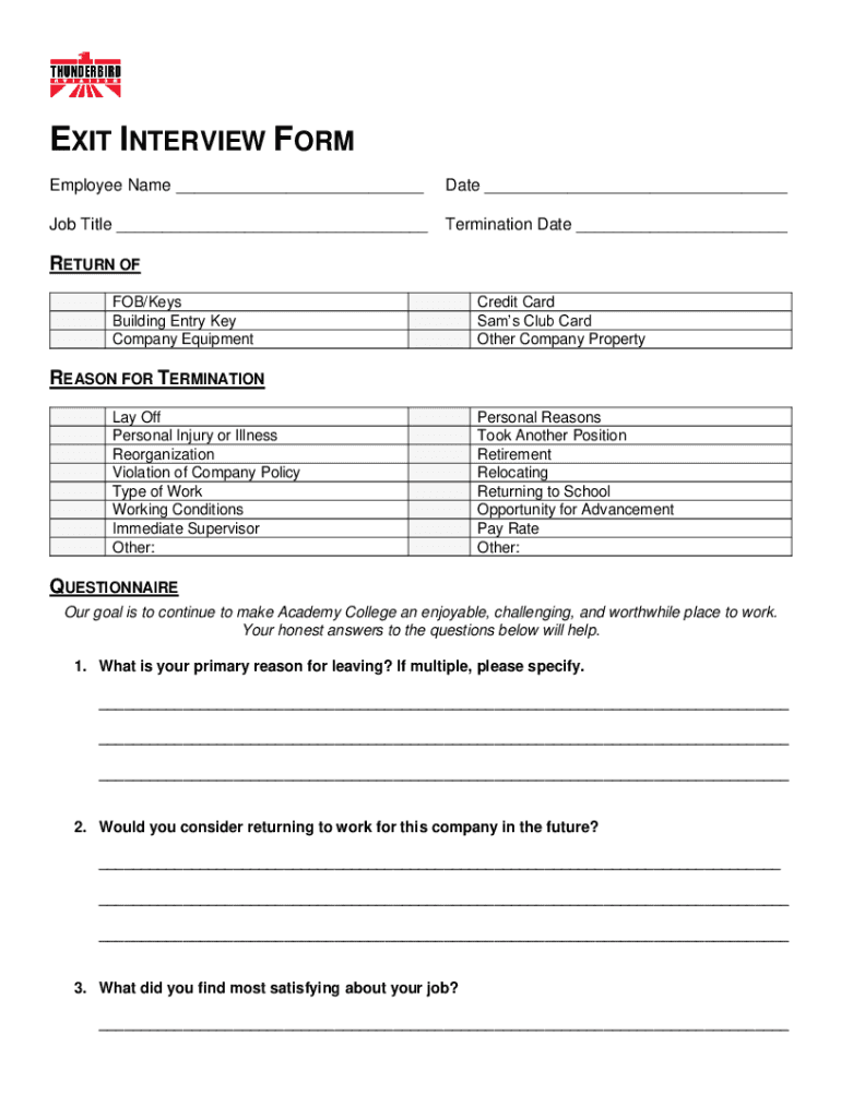 Fillable Online What Is an Exit Interview Form? (Plus Template and ...