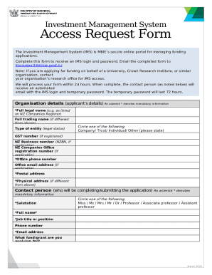 Investment Management System Access Request . IMS Access Doc Template ...