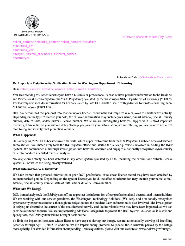 Fillable Online www.dol.wa.gov outage docsCdigo de activacin: XXXXXX ...