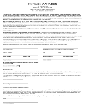 Fillable Online cityofirondaleal.govwater-and-sanitation-formWater and ...