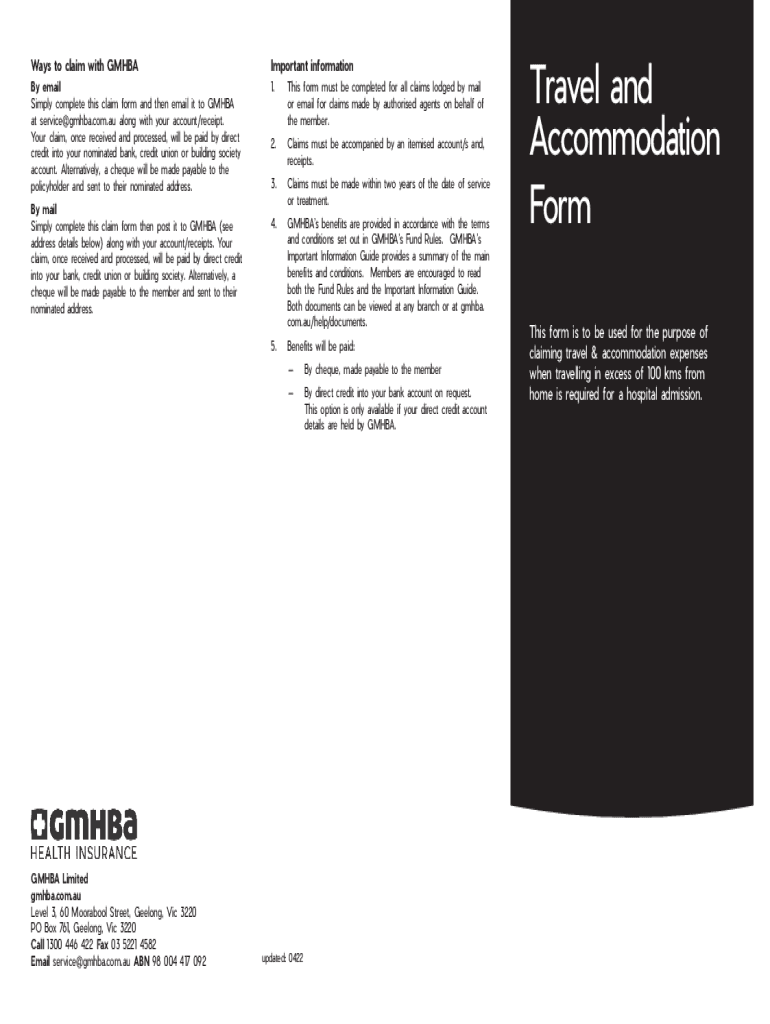 Fillable Online www.gmhba.com.au site-wide gmhba-claim-formWays to ...