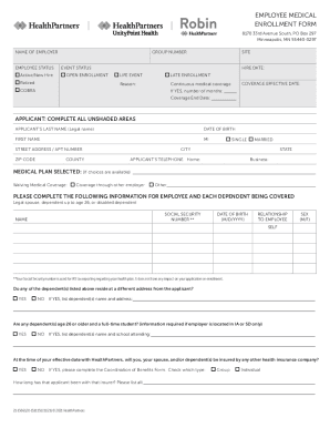 Fillable Online Employee Medical Enrollment Form Fax Email Print ...