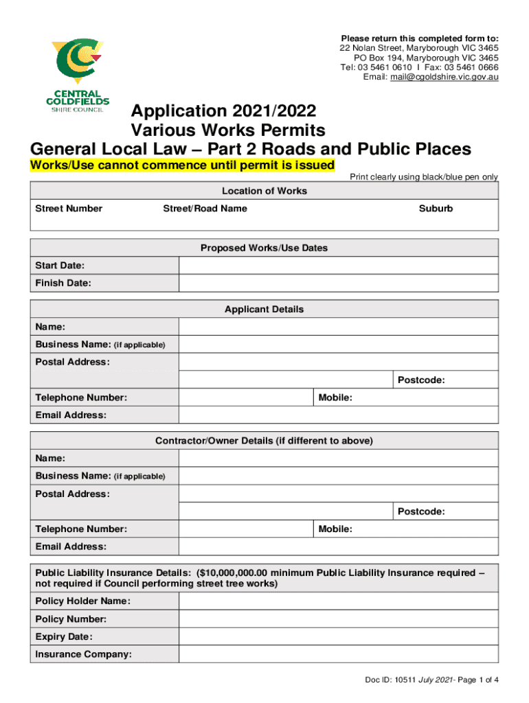 Fillable Online www.centralgoldfields.vic.gov.aufilessharedChange of Details Notification ...