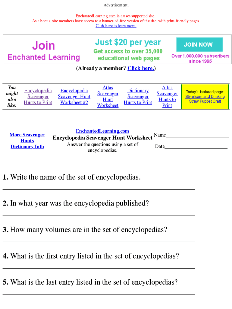 Fillable Online www.enchantedlearning.comEnchantedLearning.comWorksheets, Activities, Crafts ...
