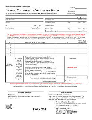 Fillable Online Get Itemized Statement Of Charges For Travel - North ...
