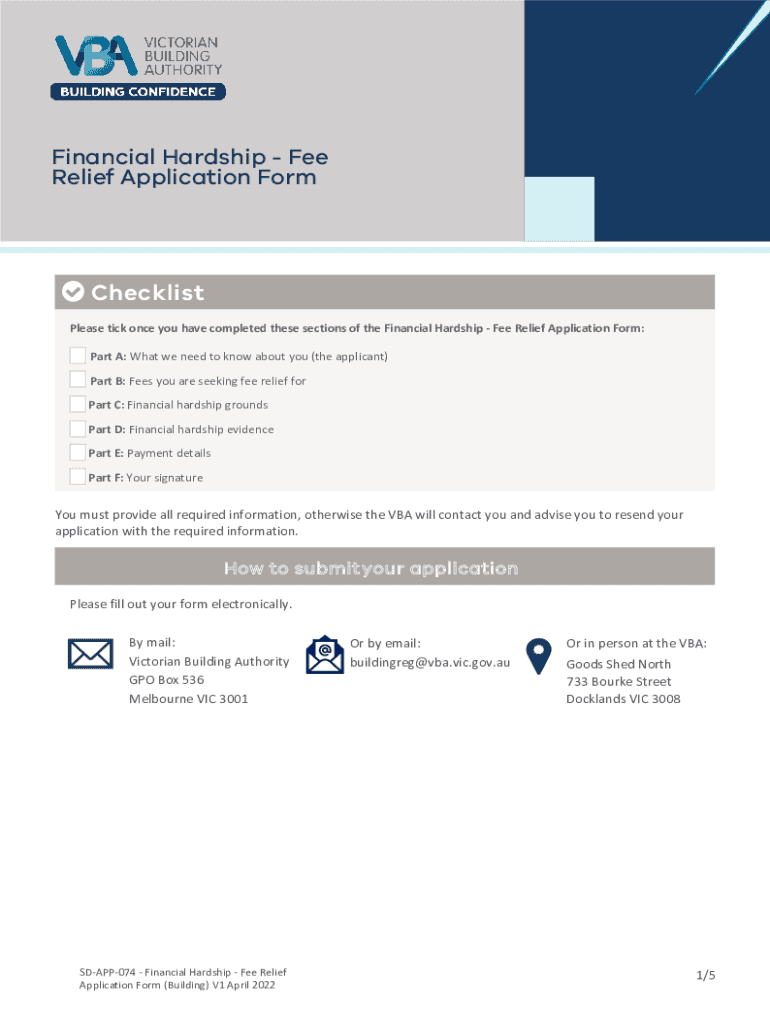 Fillable Online www.vba.vic.gov.audataassetsFinancial Hardship - Fee ...