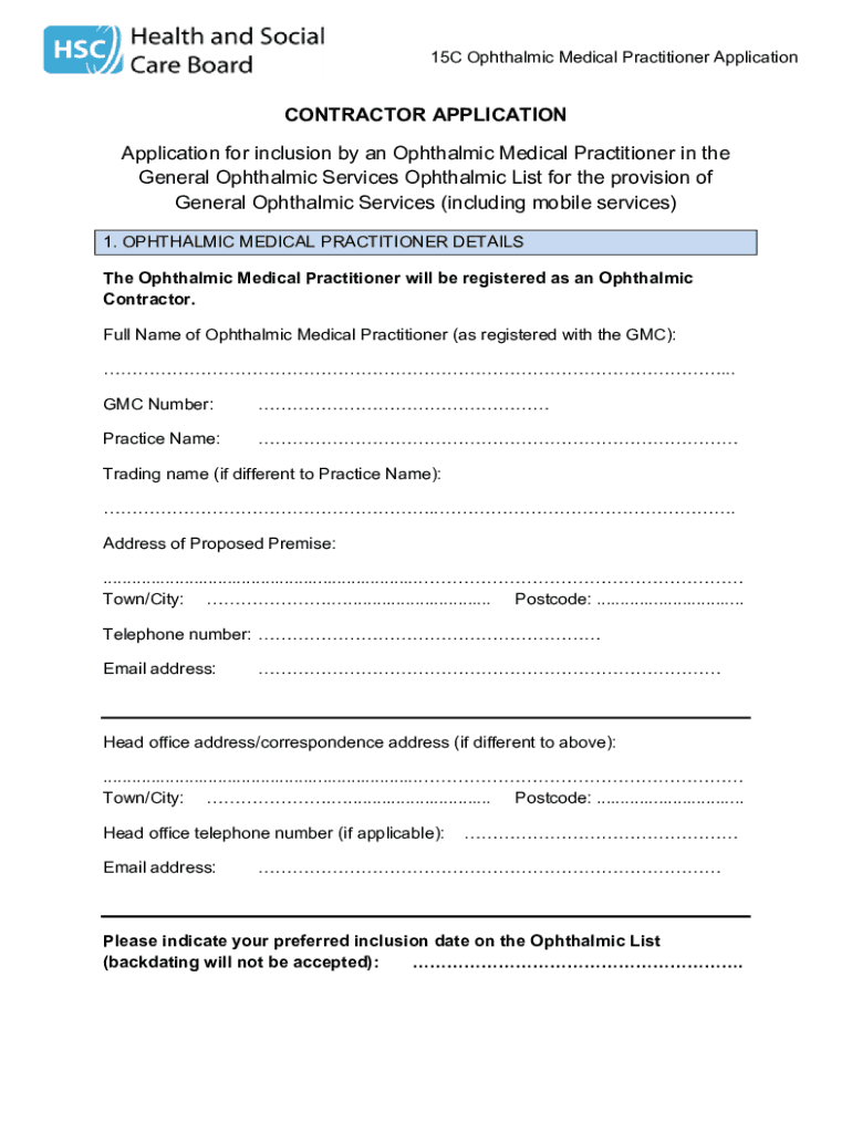 Fillable Online hscbusiness hscni The National Health Service (General ...